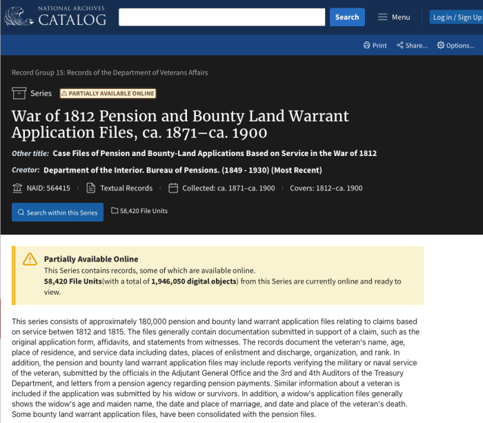 Digitization Update on War of 1812 Pension Files | The Twelve Key